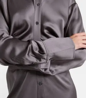 TOTEME Draped Satin Shirt Dress - Grey