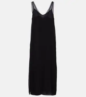 TOTEME Silk Chiffon Slip Dress - Black