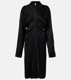 TOTEME Slouch Crêpe Satin Shirt Dress - Black