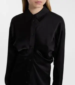 TOTEME Slouch Crêpe Satin Shirt Dress - Black