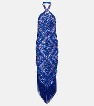 TALLER MARMO Nina Fringed Sequined Maxi Dress