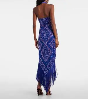 TALLER MARMO Nina Fringed Sequined Maxi Dress