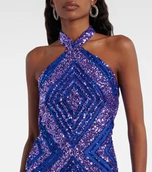 TALLER MARMO Nina Fringed Sequined Maxi Dress