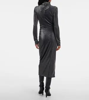 MARANT ETOILE Jenisa Draped Gathered Midi Dress - Silver