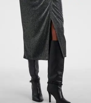MARANT ETOILE Jenisa Draped Gathered Midi Dress - Silver