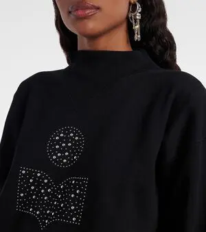 MARANT ETOILE Moby Logo Cotton-blend Fleece Sweatshirt - Black