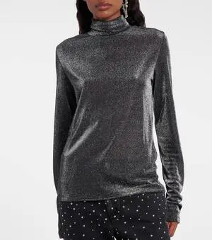 MARANT ETOILE Jadia Jersey Lamé Turtleneck Top