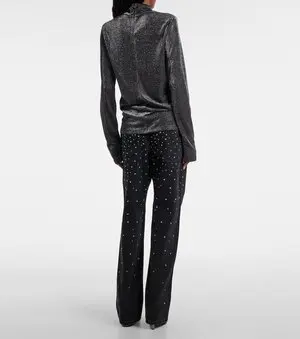 MARANT ETOILE Jadia Jersey Lamé Turtleneck Top