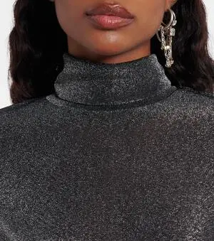 MARANT ETOILE Jadia Jersey Lamé Turtleneck Top