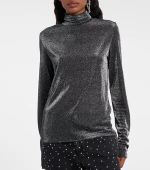 MARANT ETOILE Jadia Jersey Lamé Turtleneck Top