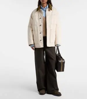 AMI Paris Corduroy-trimmed Cotton Twill Field Jacket - Beige