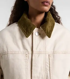 AMI Paris Corduroy-trimmed Cotton Twill Field Jacket - Beige
