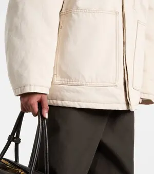 AMI Paris Corduroy-trimmed Cotton Twill Field Jacket - Beige