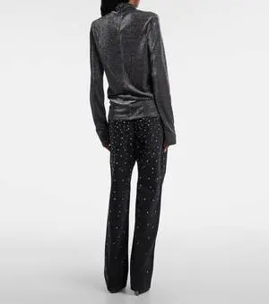MARANT ETOILE Jadia Jersey Lame Turtleneck Top