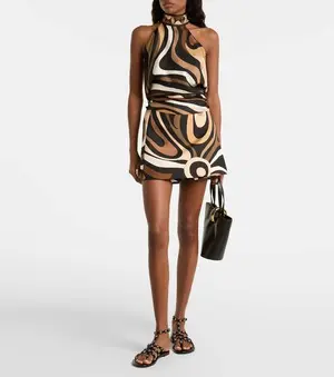 Emilio Pucci Marmo Silk Satin Miniskirt