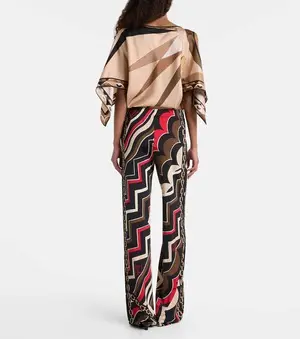 Emilio Pucci Printed Jersey Satin Straight Pants