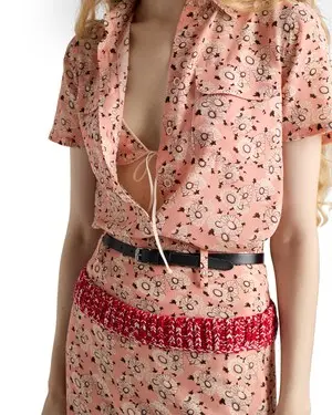 Prada Floral Print Georgette Shirt - Pink