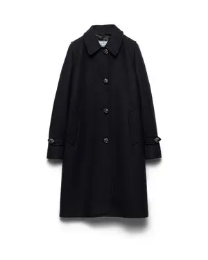 Prada Single-breasted Loden Coat - Blue