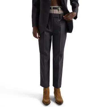 Prada Wool Gabardine Pants With Pin - Grey