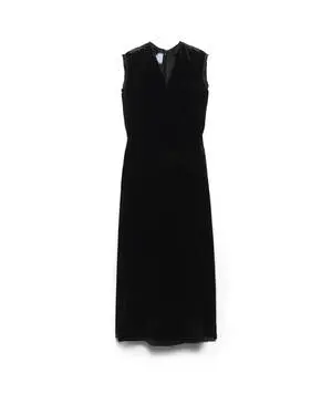 Prada Crushed Velvet Flared Fit Dress