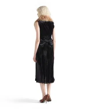 Prada Crushed Velvet Flared Fit Dress