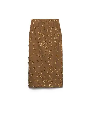 Prada Embroidered Chevron Midi-skirt - Brown