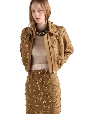 Prada Embroidered Chevron Blouson Jacket - Brown