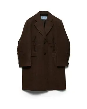 Prada Single-breasted Shetland Wool Coat - Brown