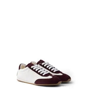 Prada Nappa Leather And Suede Sneakers - Neutral