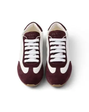 Prada Nappa Leather And Suede Sneakers - Neutral