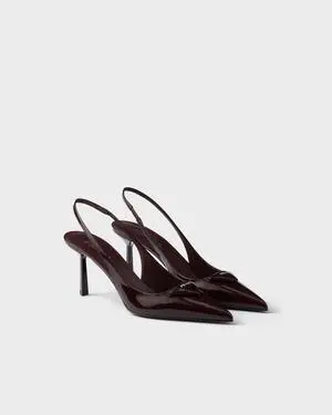 Prada Patent Leather Slingback Pumps - Burgundy