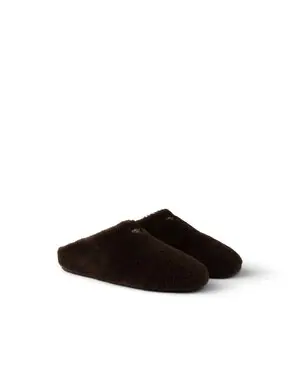 Prada Shearling Mules - Brown