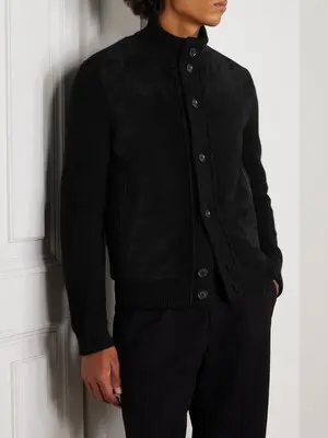 Zegna Suede-trimmed Textured-cashmere Jacket