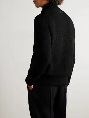 Zegna Suede-trimmed Textured-cashmere Jacket