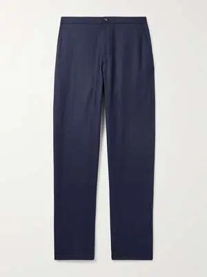 Boglioli Straight-leg Virgin Wool-flannel Trousers - Navy