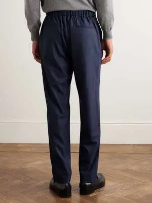 Boglioli Straight-leg Virgin Wool-flannel Trousers - Navy