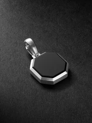 David Yurman Sterling Silver Onyx Amulet Pendant
