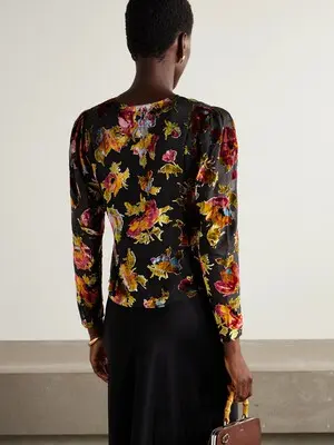 Rixo Evelyn Embellished Floral-print Devoré-velvet Wrap Top - Multi