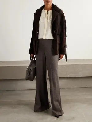 Ralph Lauren Isaiah Houndstooth Wool Wide-leg Pants