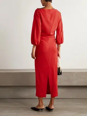 Bernadette Ezra Ruched Crepe Midi Dress - Red