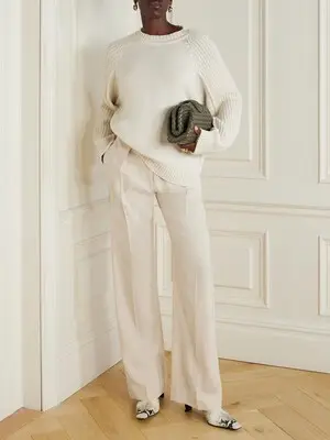 Another Tomorrow Oversized Ribbed Cashmere And Wool-blend Sweater - Neutrals