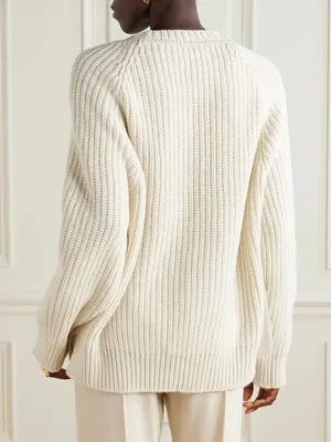 Another Tomorrow Oversized Ribbed Cashmere And Wool-blend Sweater - Neutrals