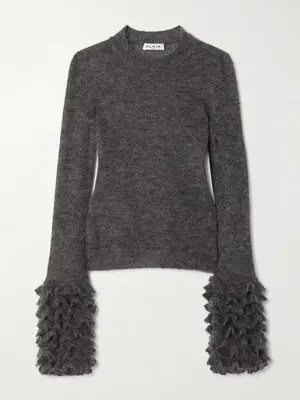 Alaïa Ruched Mohair-blend Sweater - Gray