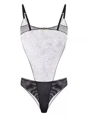 Elisabetta Franchi Snake-pattern Tulle Bodysuit