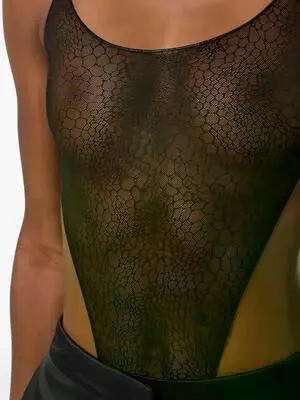 Elisabetta Franchi Snake-pattern Tulle Bodysuit
