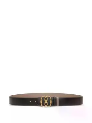 Bally Emblem Buckle Reversible Leather Belt - Black