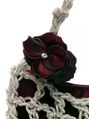 TWENTY FOURHAITCH Flower Appliqué Shoulder Bag
