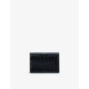 Smythson Mara Folded Leather Card Case - Navy