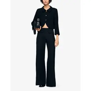 Sandro Pocketed Wide-leg Wool-blend Trousers