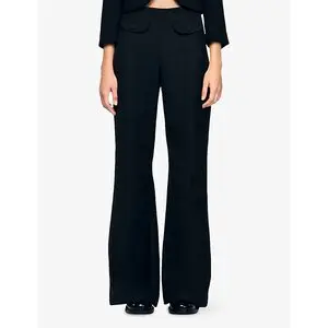Sandro Pocketed Wide-leg Wool-blend Trousers
